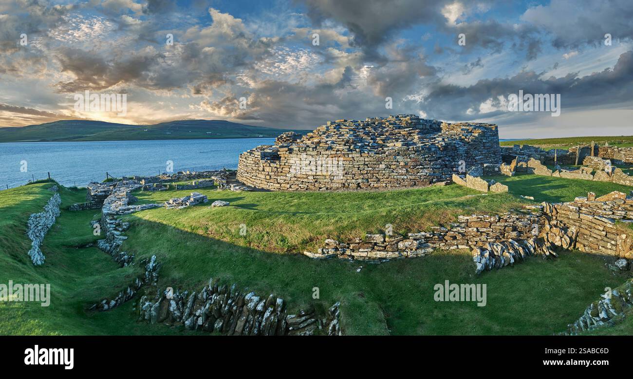 Broch of Gurness, iron age settlement ruins with central broch tower on ...