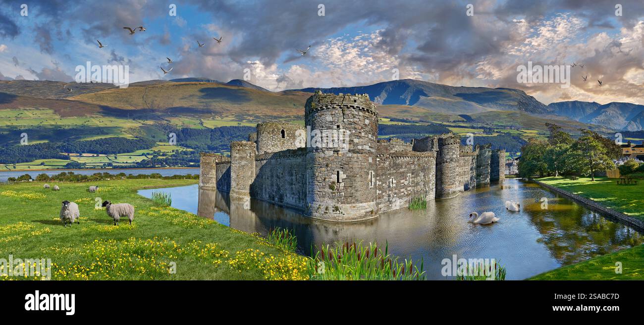 Medieval Beaumaris castle on Anglessey Island, Wales, built in 1282 for ...