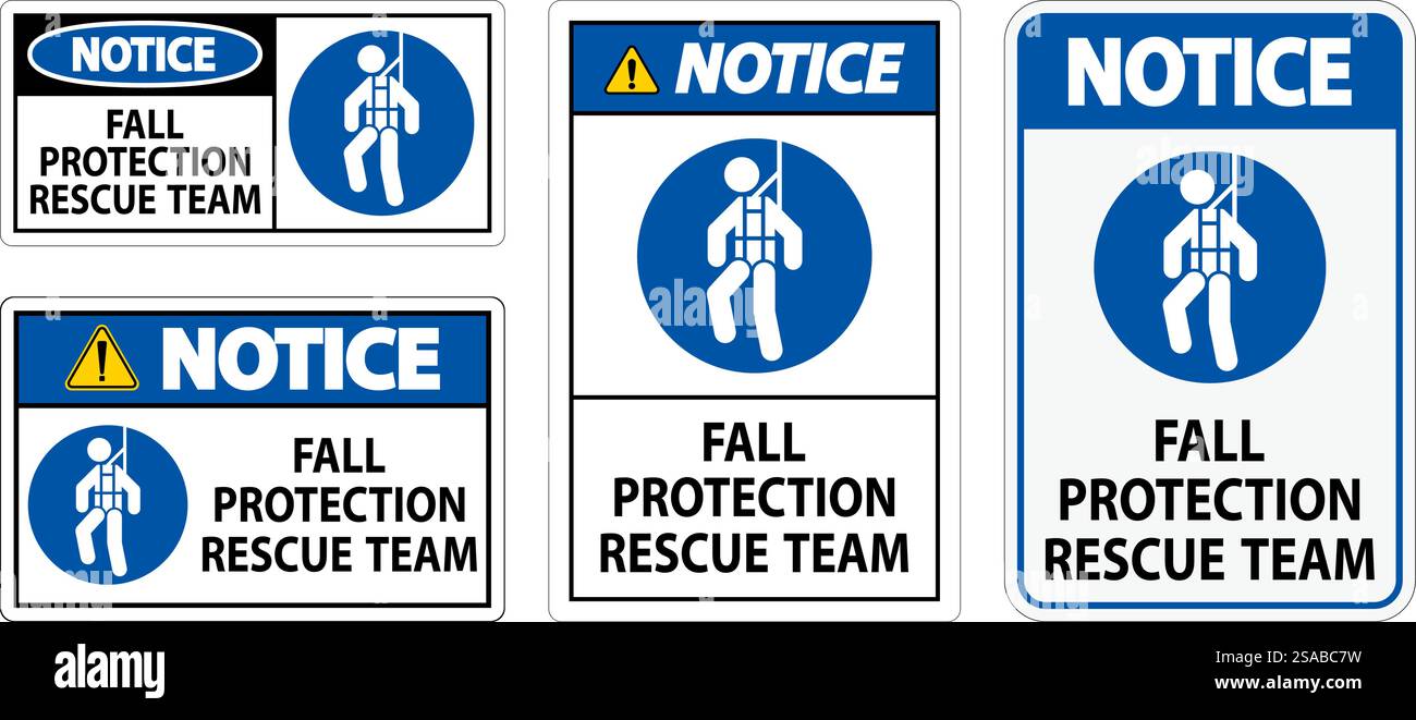 Hard Hat Decals, Notice Fall Protection Rescue Team Stock Vector Image ...