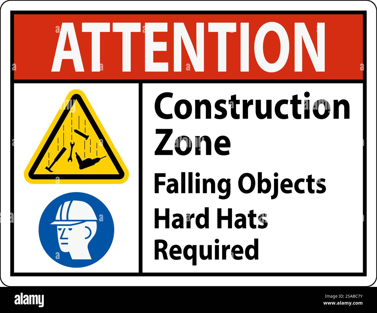 Attention Sign, Construction Zone, Falling Objects Hard Hats Required Stock Vector Image & Art ...
