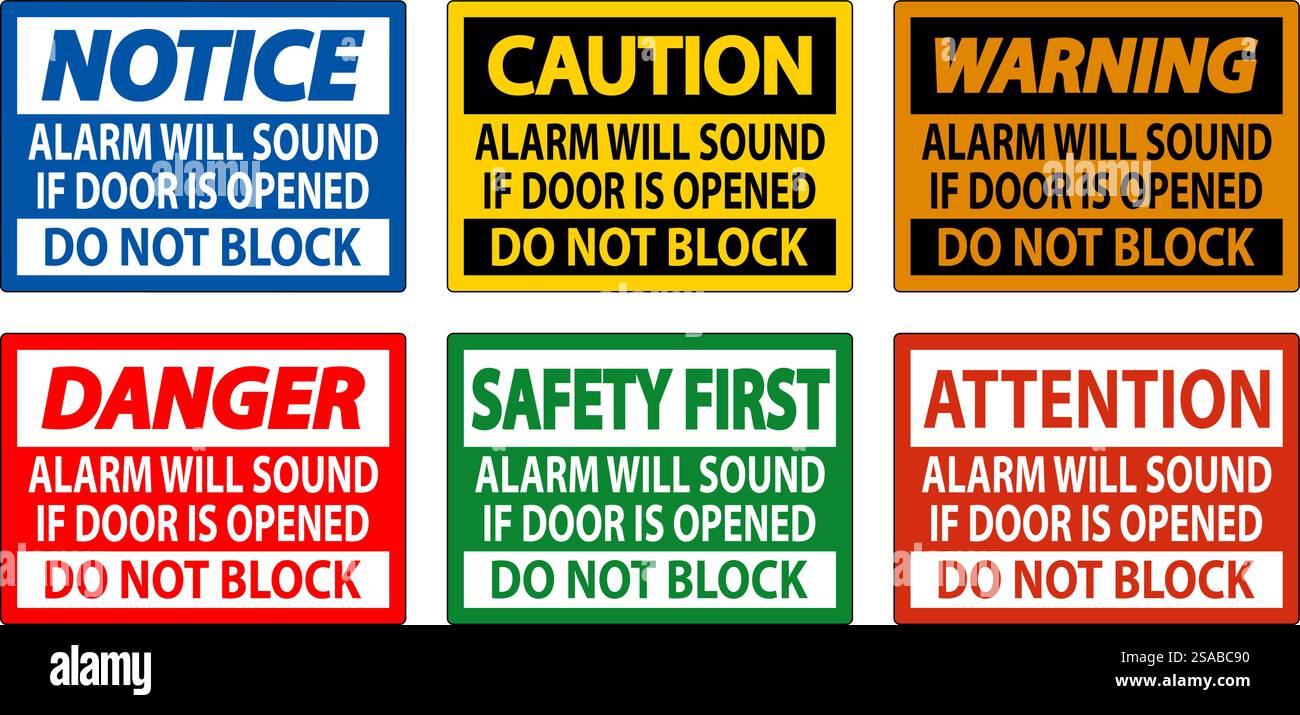 Fire and Emergency Sign, Fire Door Alarm Will Sound If Door Is Opened ...