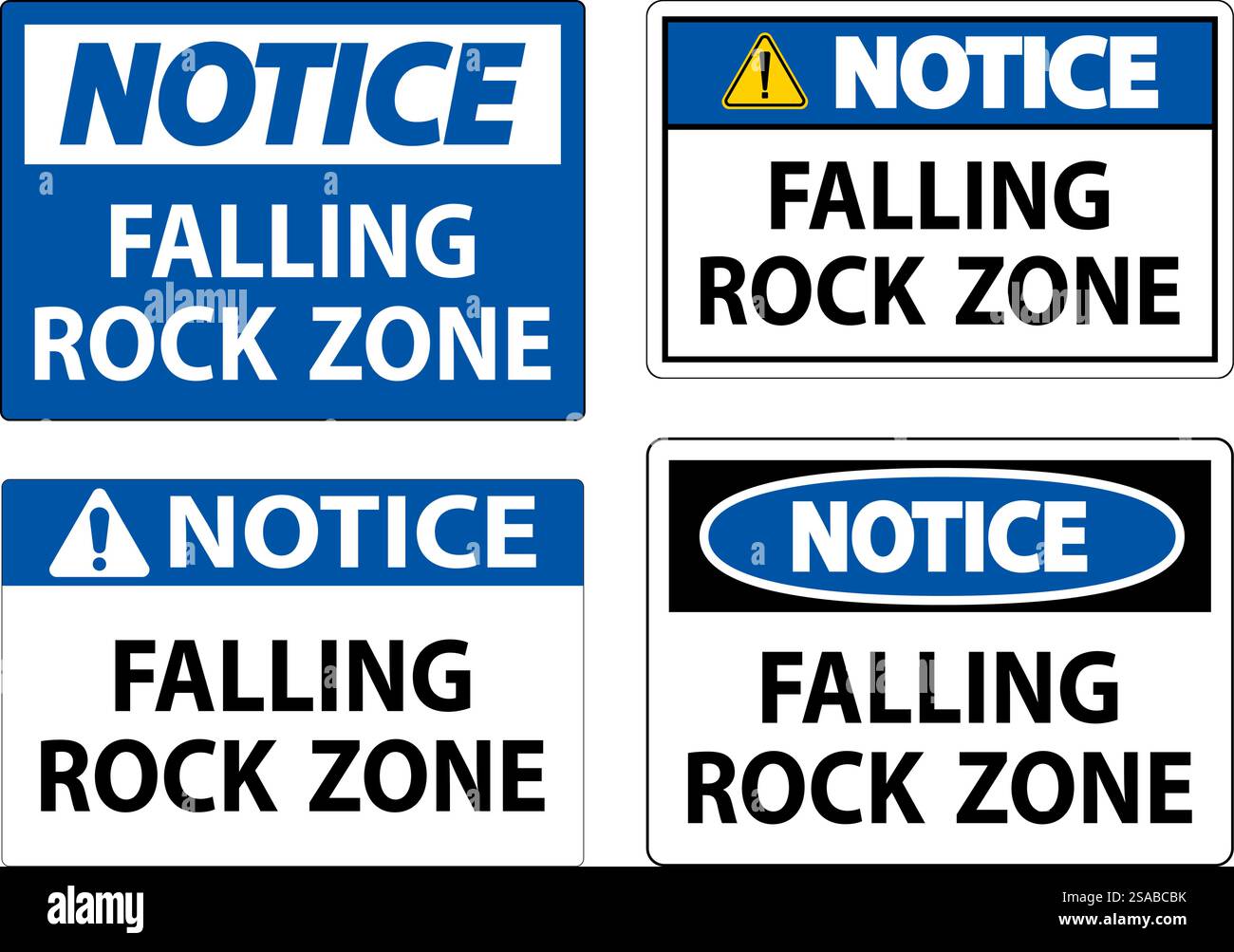 Notice Sign, Falling Rock Zone Stock Vector Image & Art - Alamy