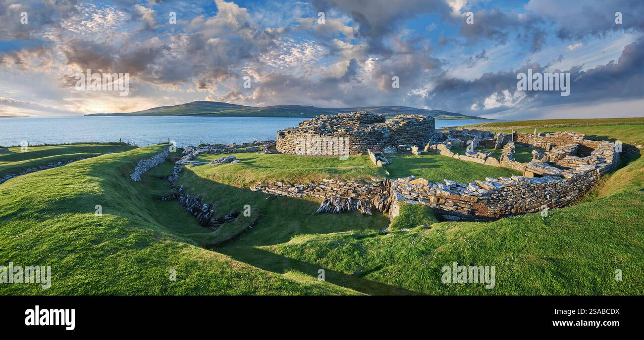 Broch of Gurness, iron age settlement ruins with central broch tower on ...