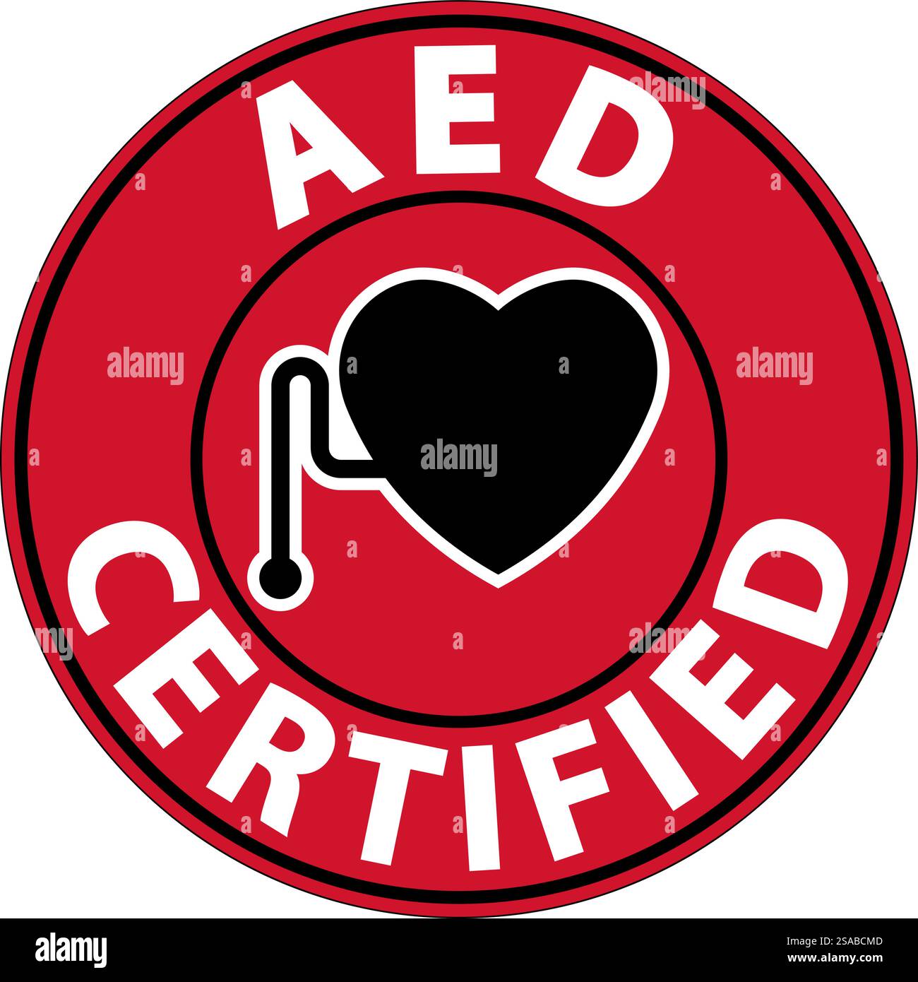 Emergency AED Certified Sign, Heart with AED Stock Vector Image & Art ...