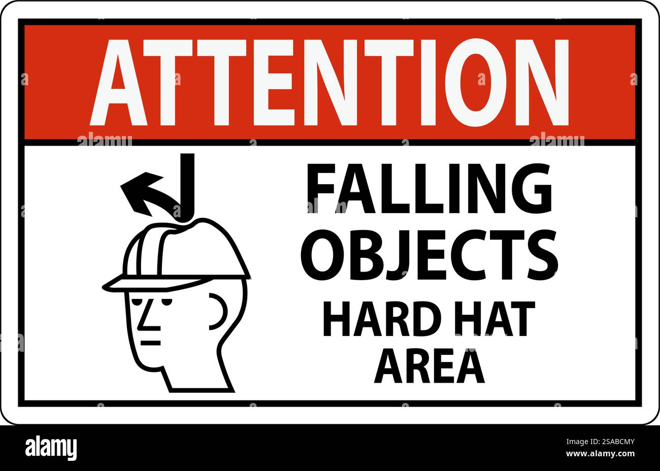 Attention Sign, Falling Objects Hard Hat Area Stock Vector Image & Art ...