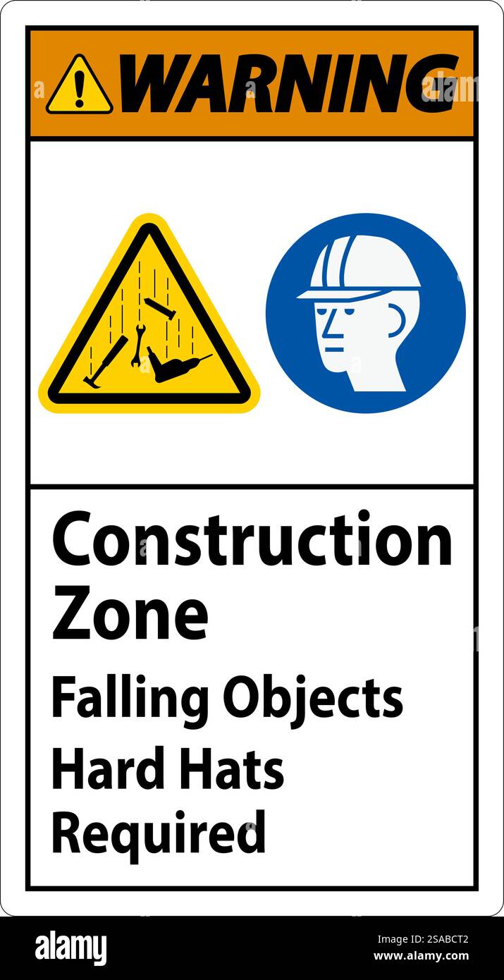Warning Sign, Construction Zone, Falling Objects Hard Hats Required ...
