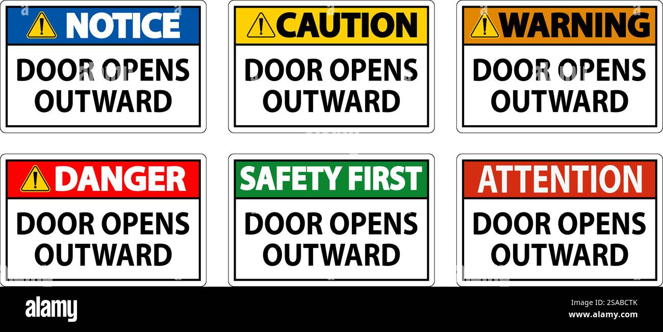 Caution Sign Door Opens Outward Stock Vector Image & Art - Alamy