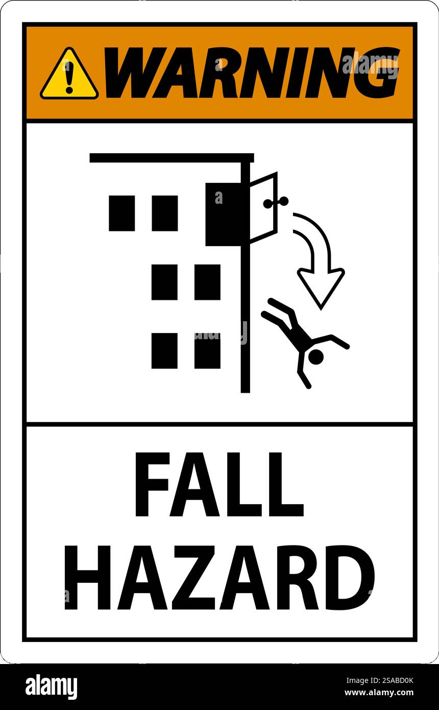 Warning Sign, Fall Hazard Stock Vector Image & Art - Alamy
