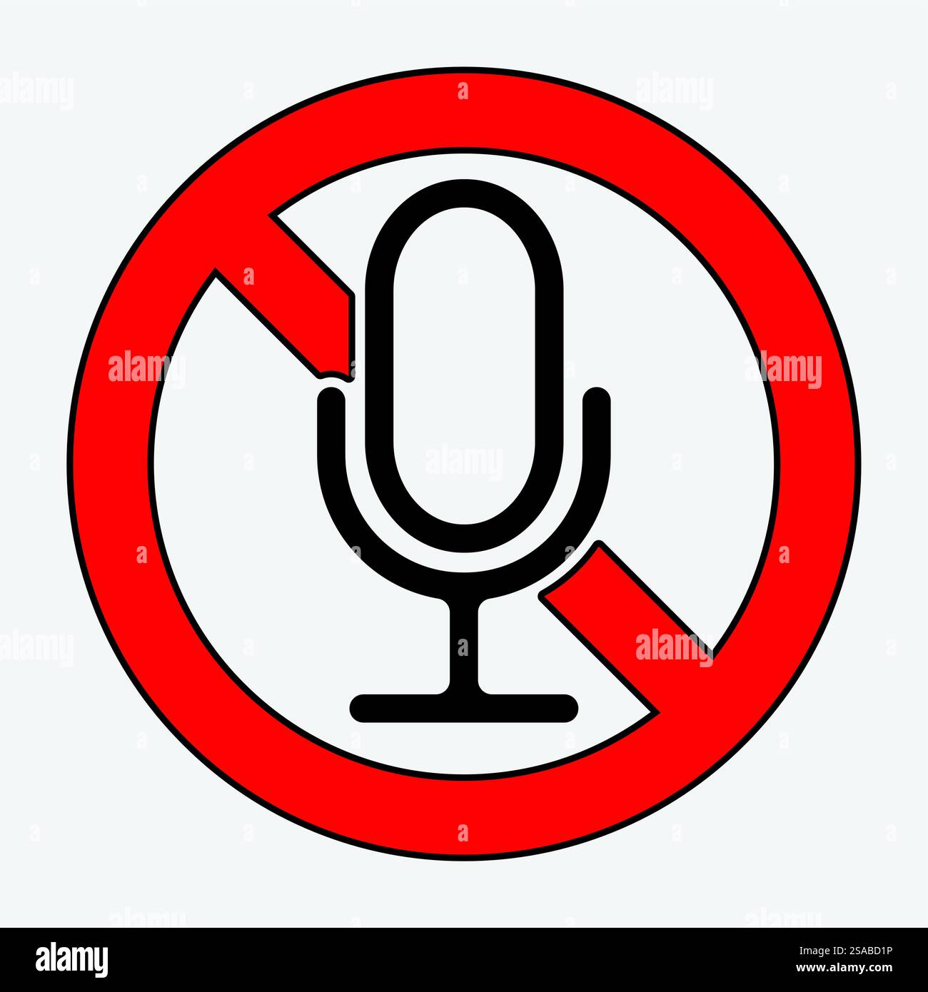 A striking no voice recording symbol featuring a microphone inside a ...