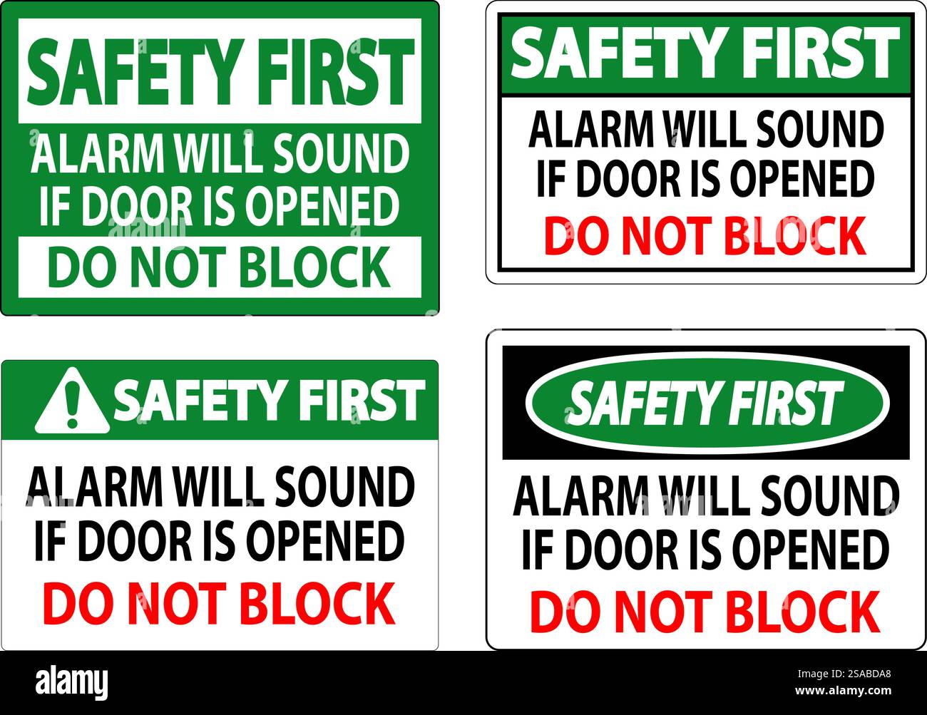Fire and Emergency Sign, Fire Door Alarm Will Sound If Door Is Opened ...