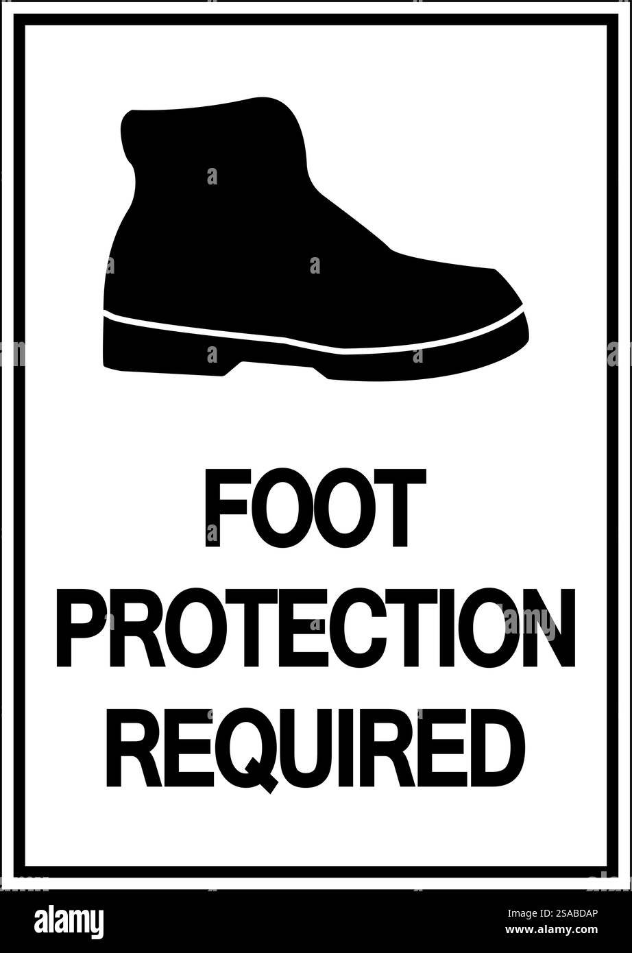 Caution Foot Protection Required Wall Sign on white background Stock ...