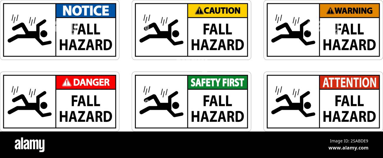 Caution Sign, Fall Hazard Stock Vector Image & Art - Alamy