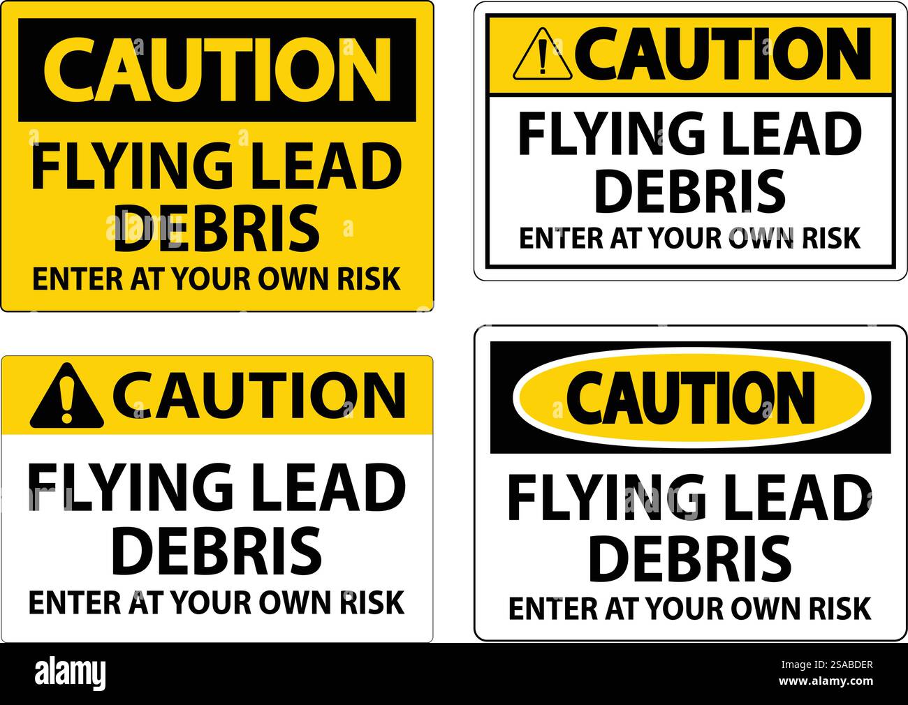 caution sign warning about the dangers of flying lead debris ...