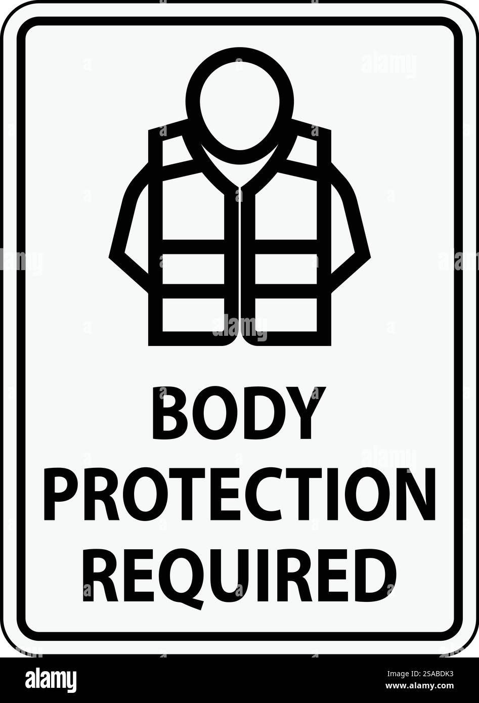 A clear safety sign indicating the mandatory use of body protection ...