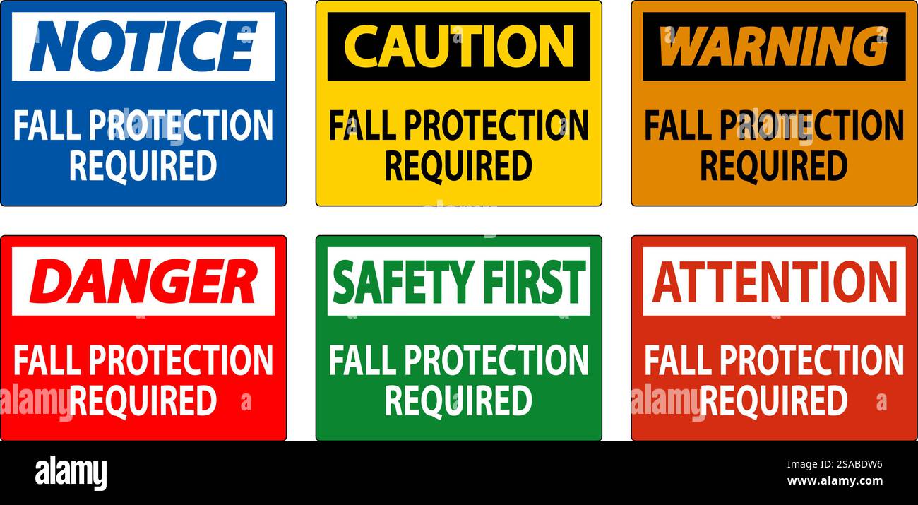 Danger Sign, Fall Protection Required Stock Vector Image & Art - Alamy
