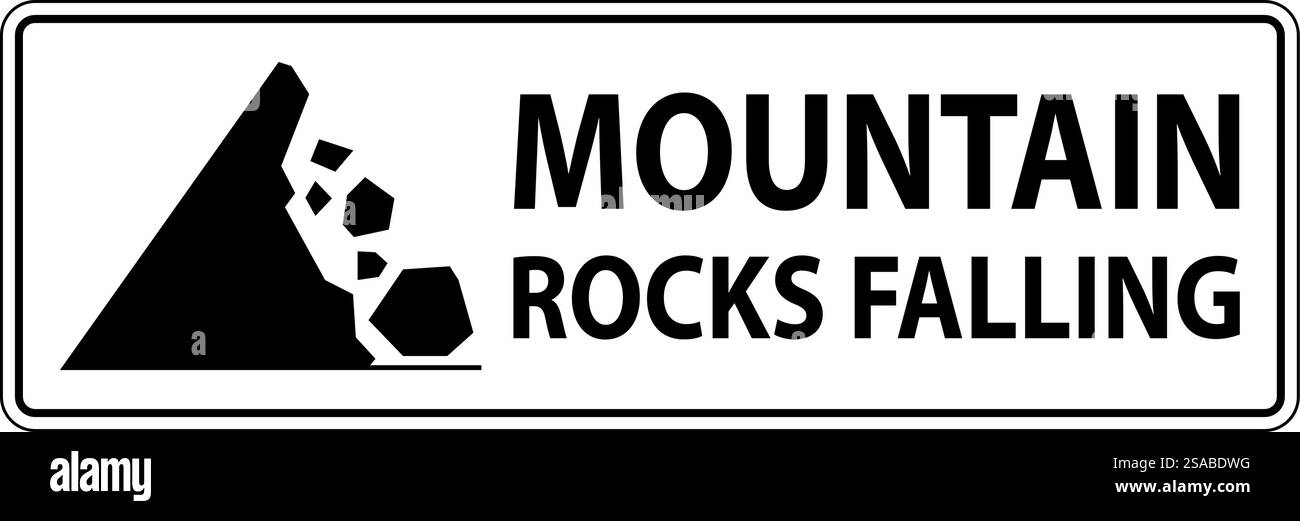 Road Warning Sign, Mountain Rocks Falling Symbol Stock Vector Image ...