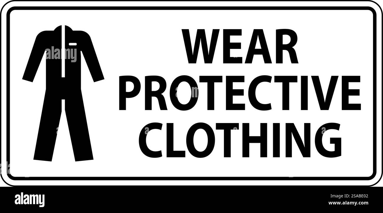 Caution Wear protective clothing sign on white background Stock Vector ...