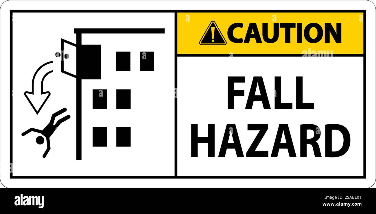 Caution Sign, Fall Hazard Stock Vector Image & Art - Alamy