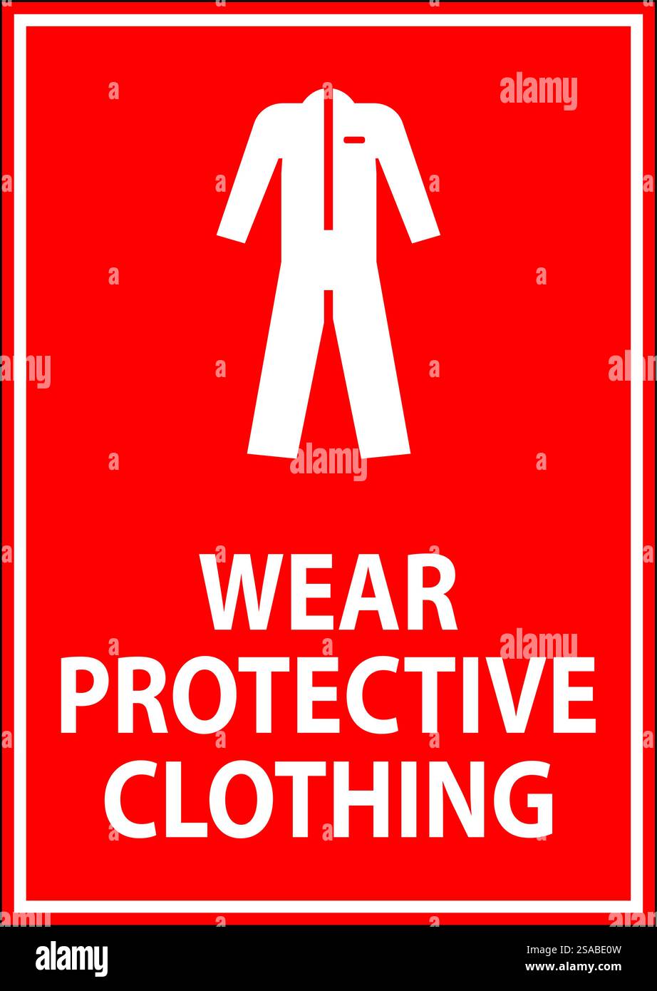 Caution Wear protective clothing sign on white background Stock Vector ...