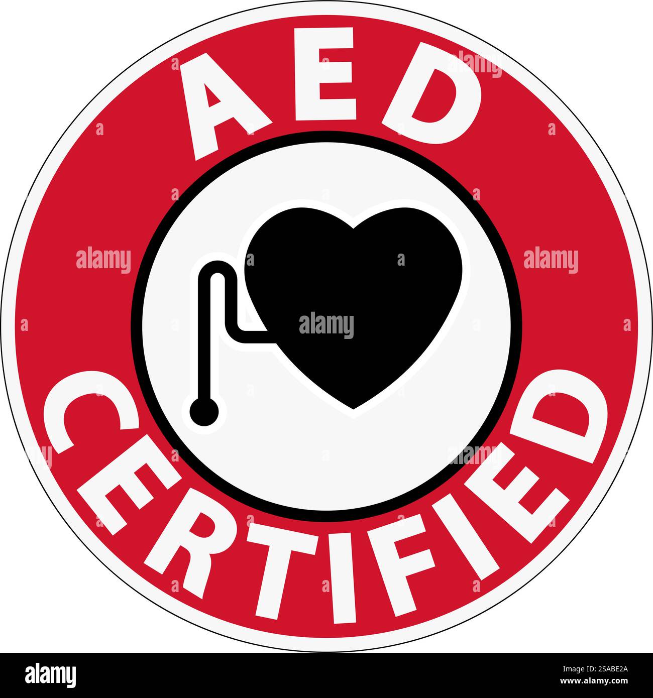Emergency AED Certified Sign, Heart with AED Stock Vector Image & Art ...