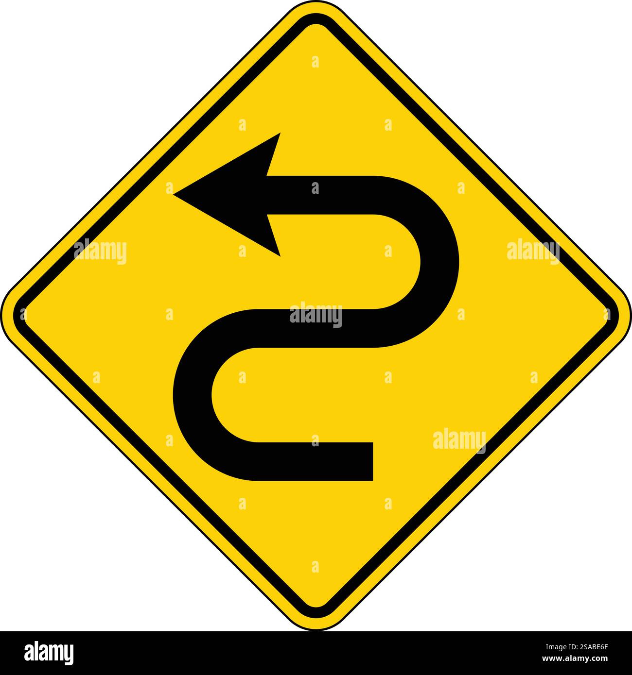 Warning Sign Double Curve Symbol On White Background Stock Vector Image & Art - Alamy
