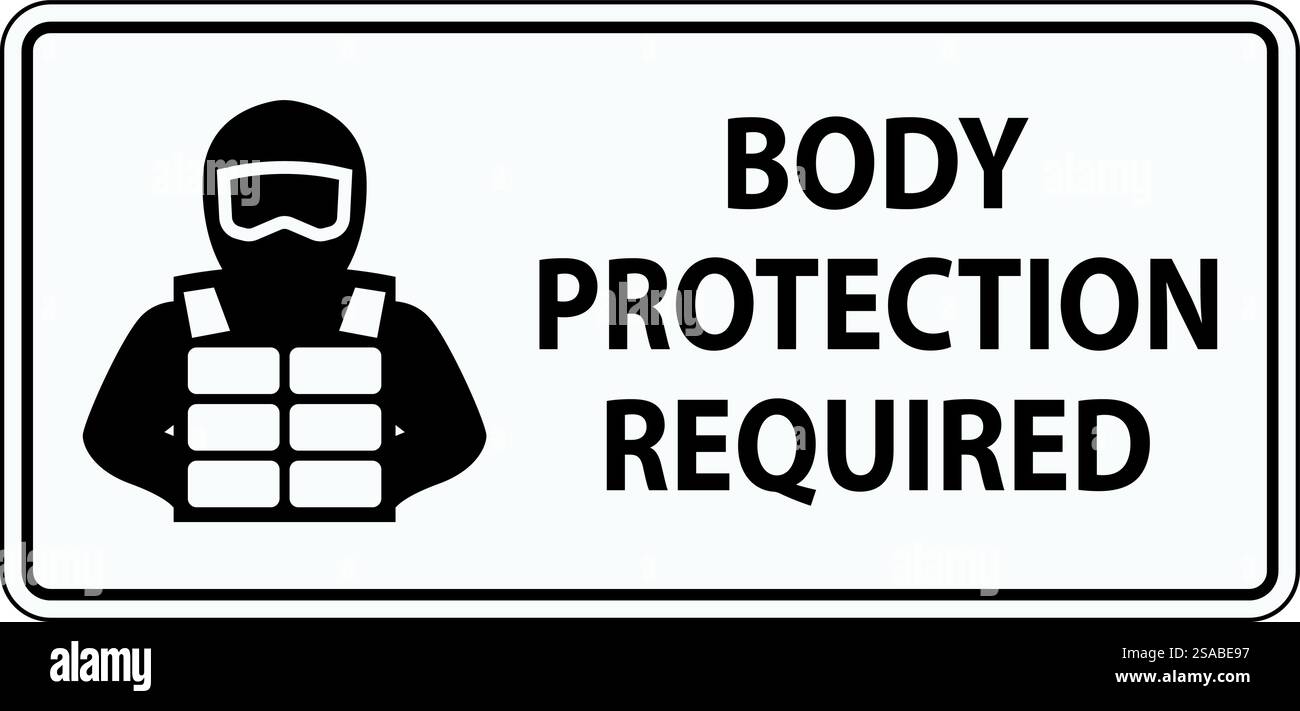 A clear safety sign indicating the mandatory use of body protection ...