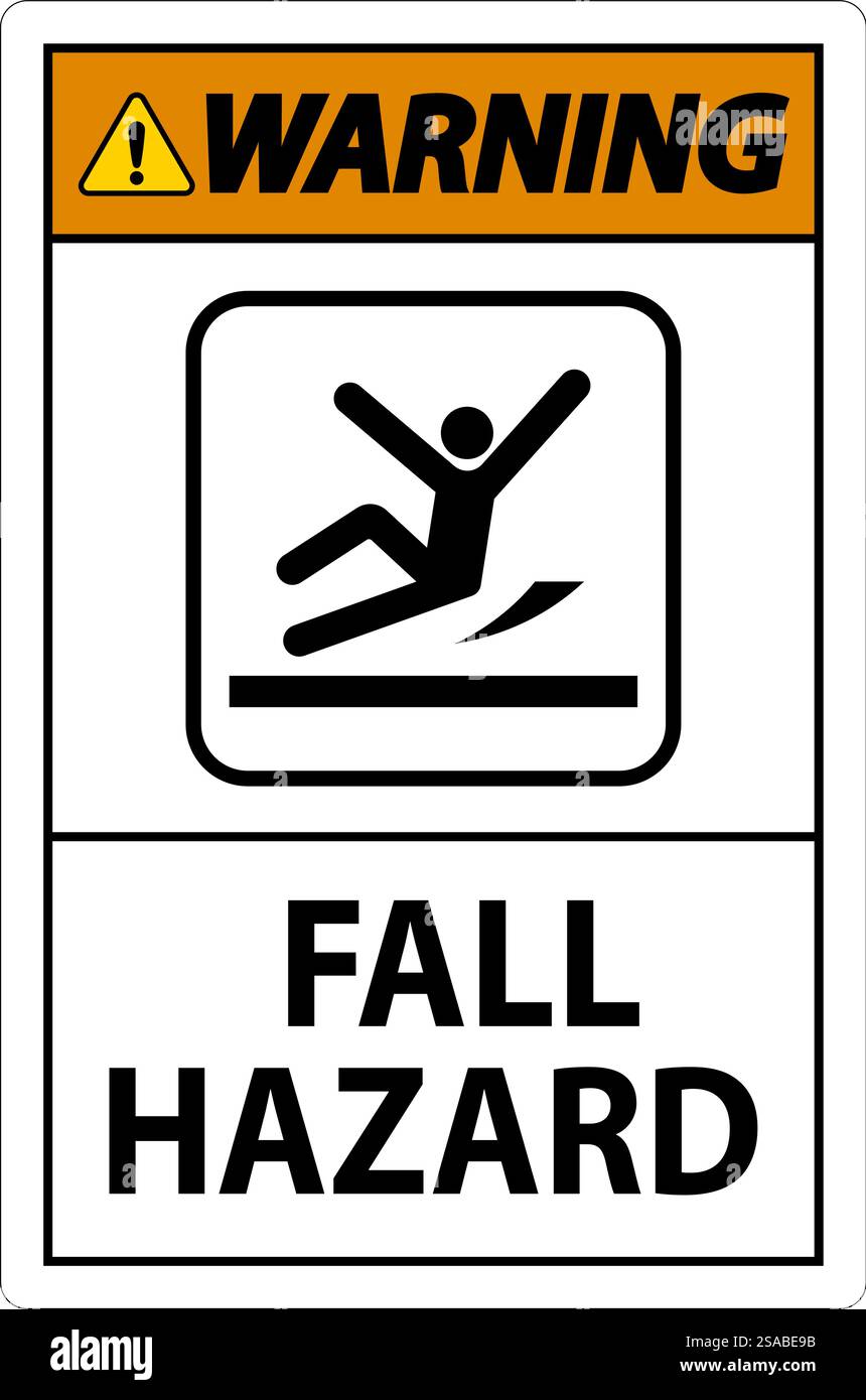 Warning Sign, Fall Hazard Stock Vector Image & Art - Alamy
