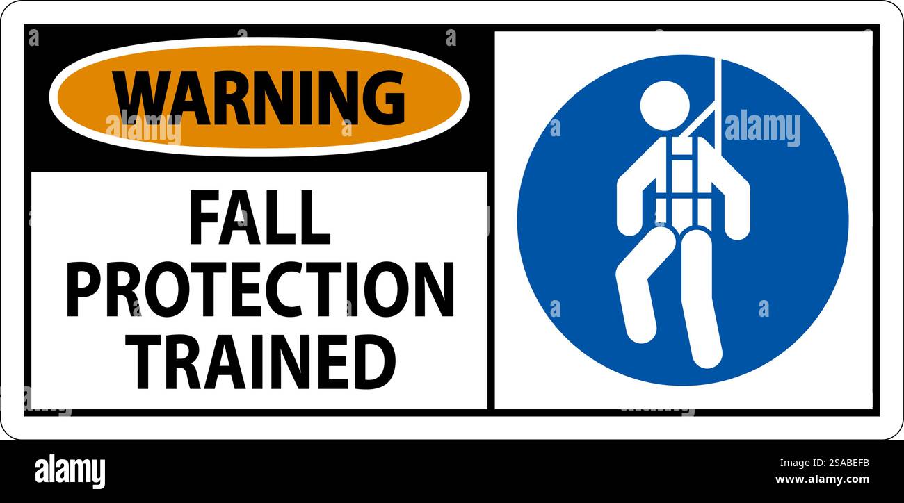Hard Hat Decals, Warning Fall Protection Trained Stock Vector Image ...