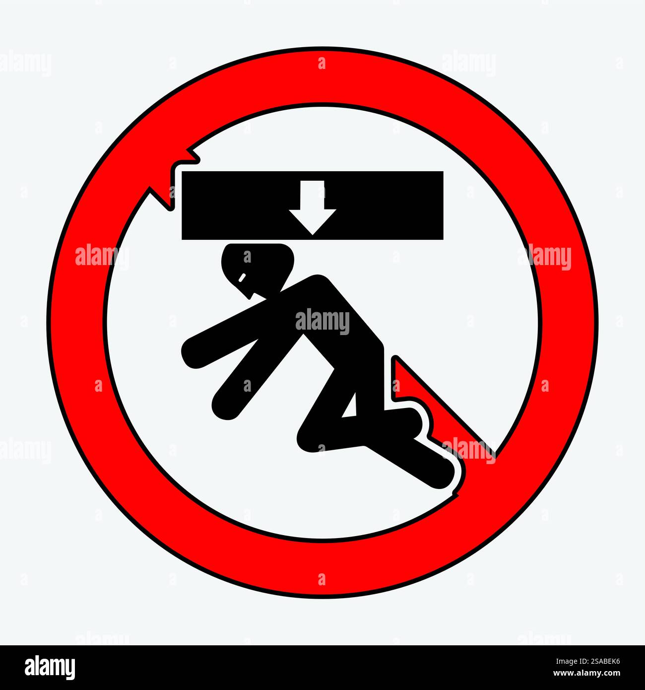 This image features a caution sign illustrating a falling hazard ...