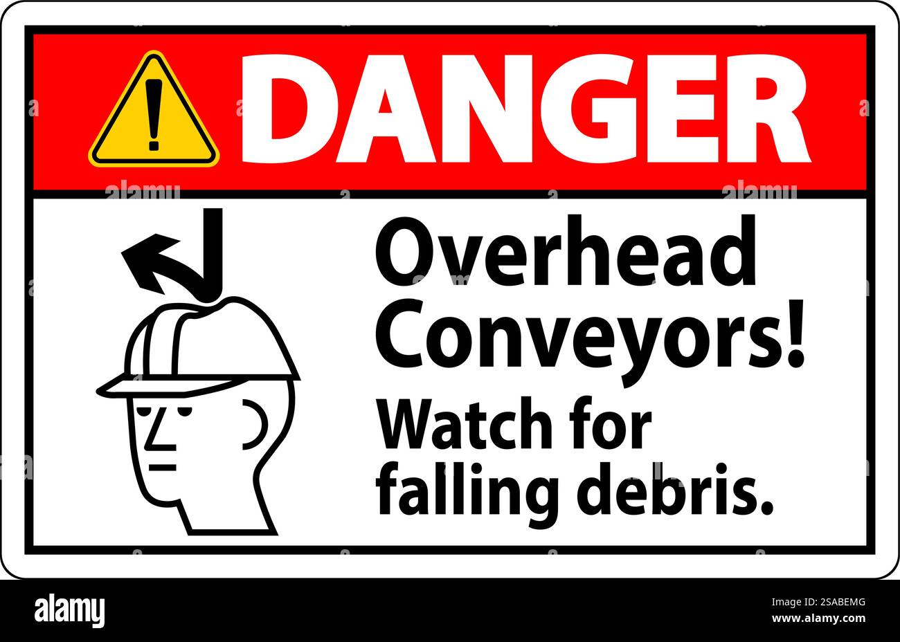 Danger Sign, Overhead Conveyors Watch For Falling Debris Stock Vector ...