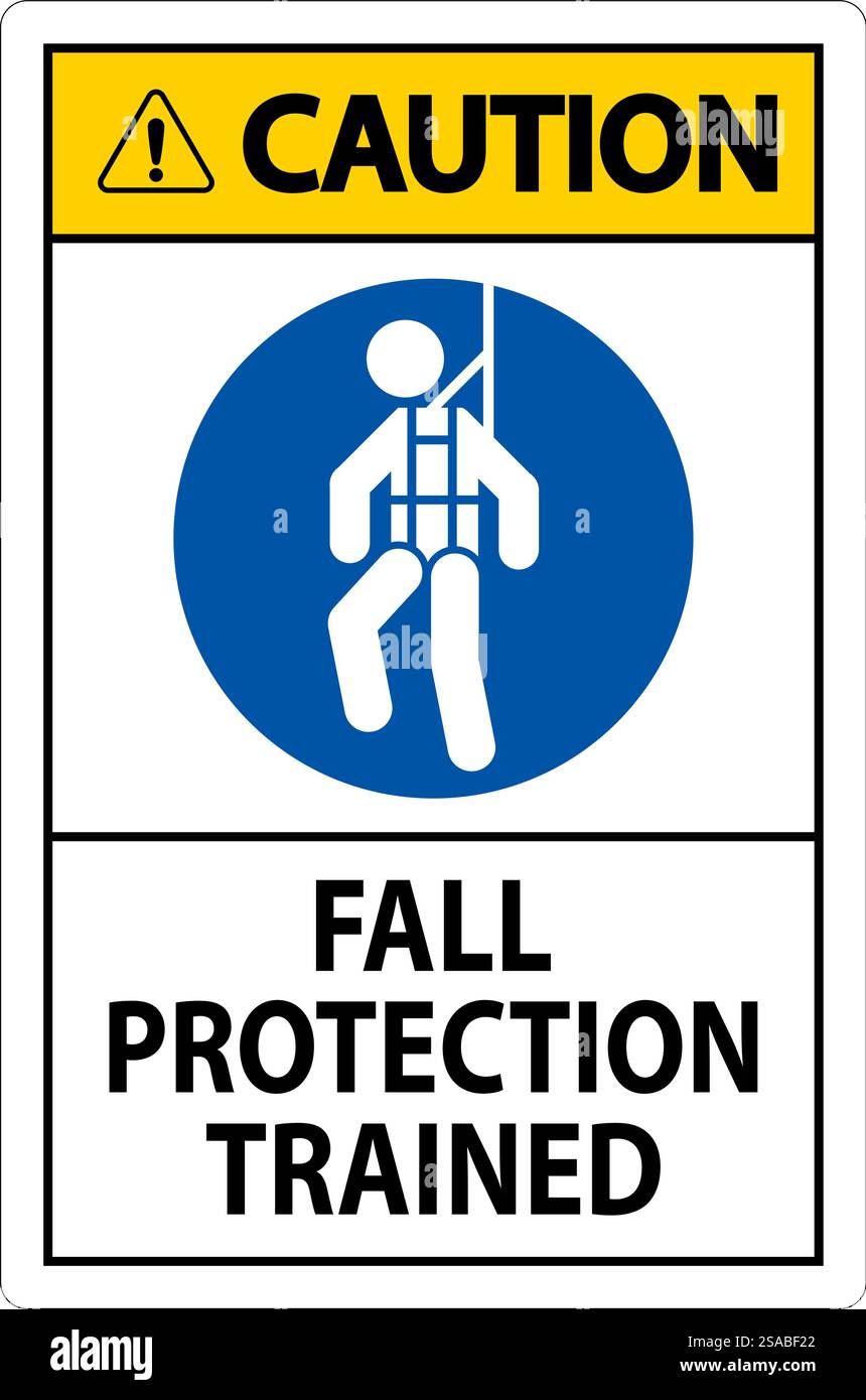 Hard Hat Decals, Caution Fall Protection Trained Stock Vector Image ...