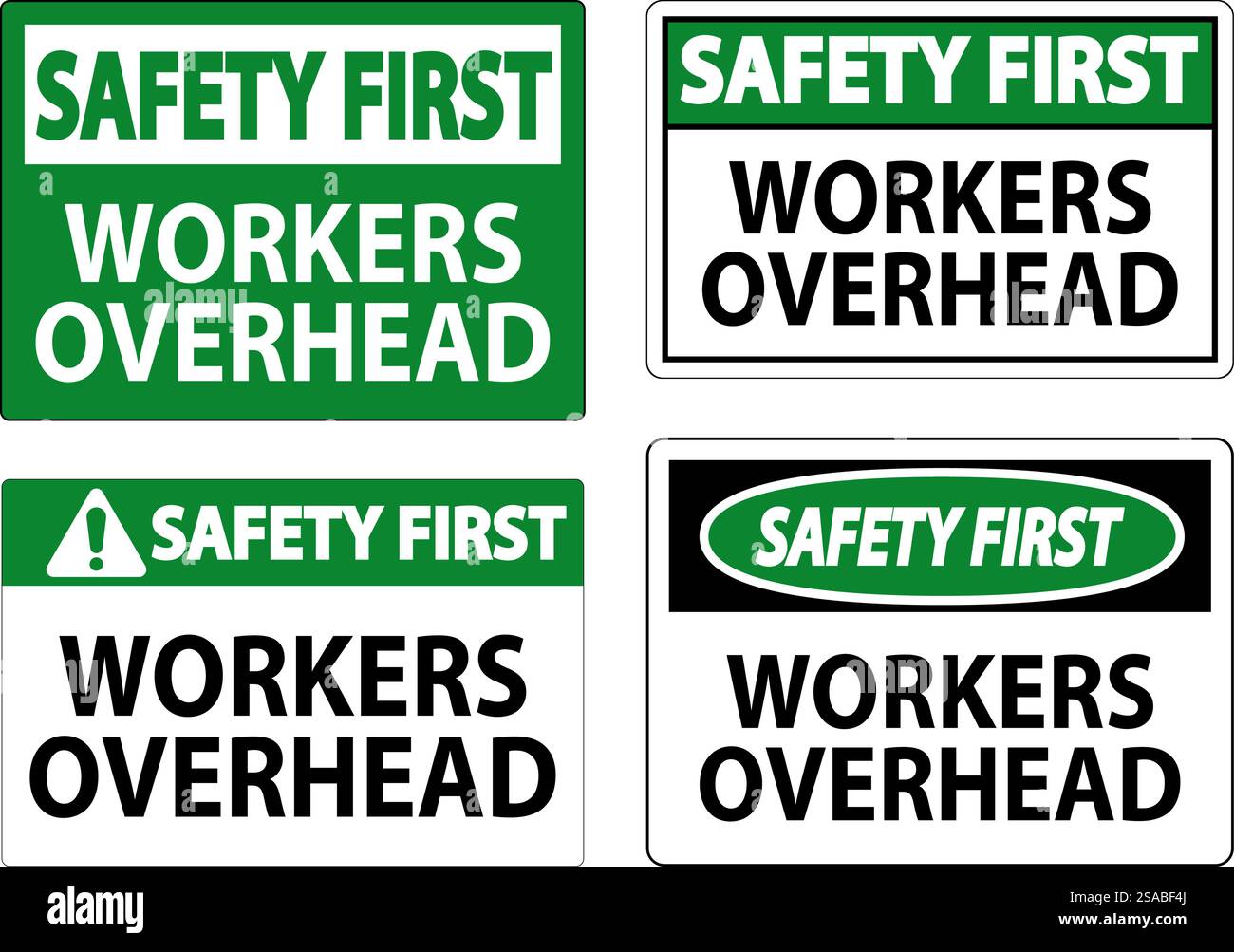 Safety First Falling Debris Sign, Workers Overhead Falling Objects ...