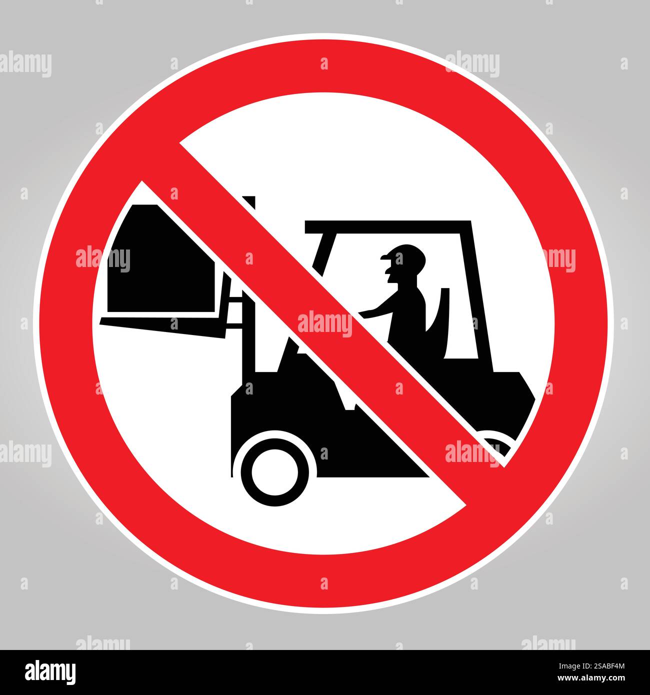 This image features a no forklift symbol within a red circle ...