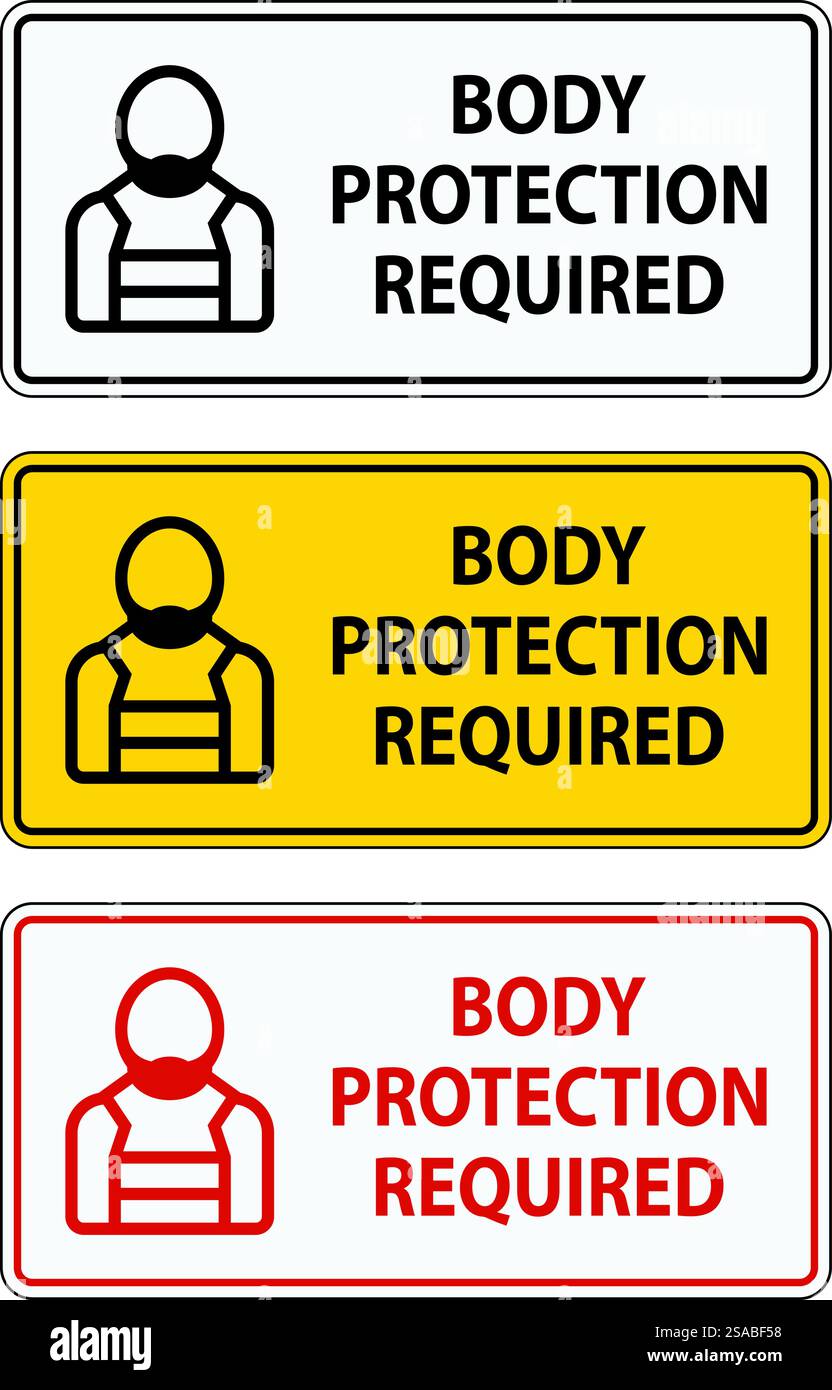 A clear safety sign indicating the mandatory use of body protection ...