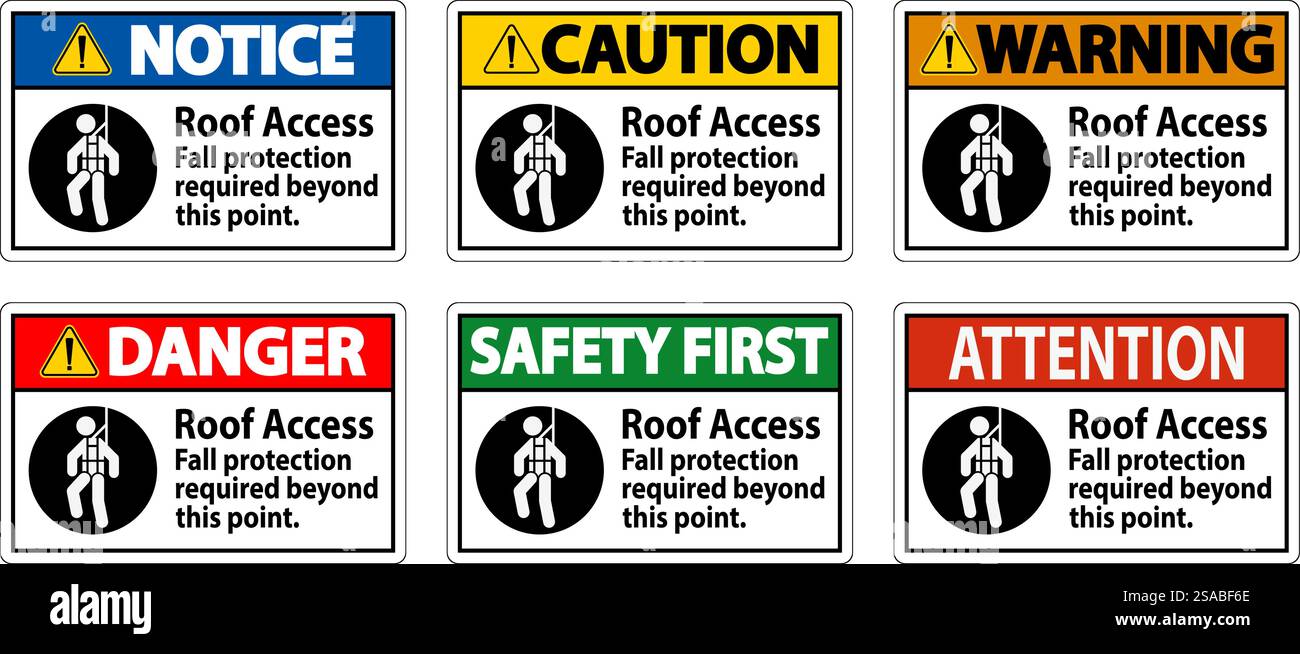Warning Sign, Roof Access - Fall Protection Required Beyond This Point ...