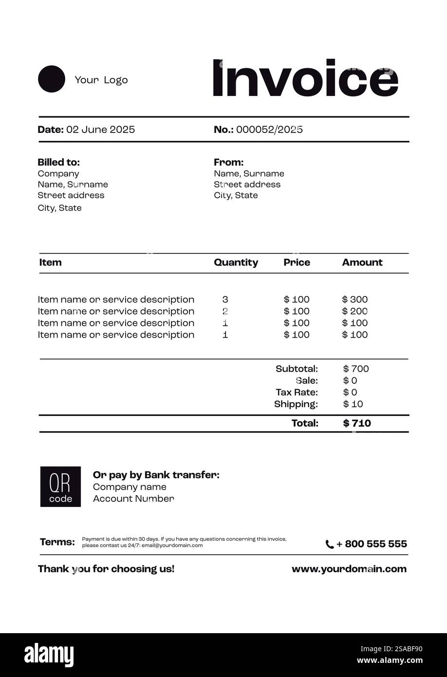 Invoice template European paper format Stock Vector Image & Art - Alamy