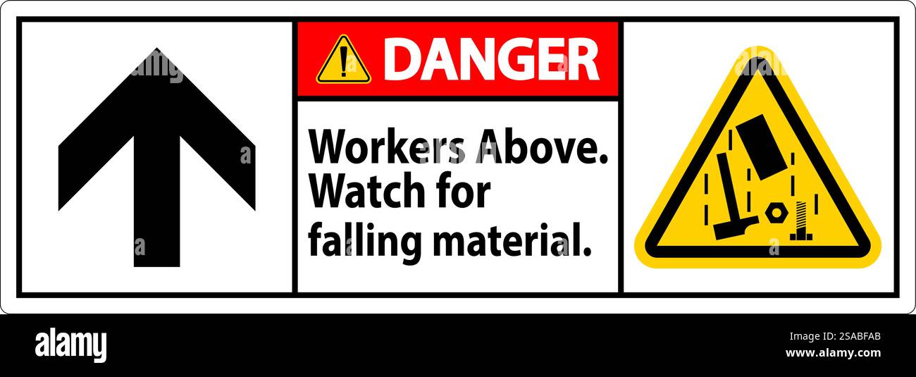 Danger Sign, Workers Above Falling Material Stock Vector Image & Art ...