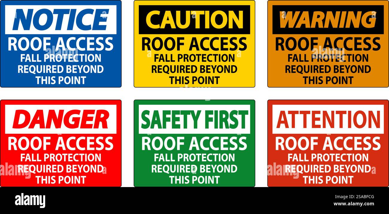 Danger Sign, Roof Access, Fall Protection Required Beyond This Point ...
