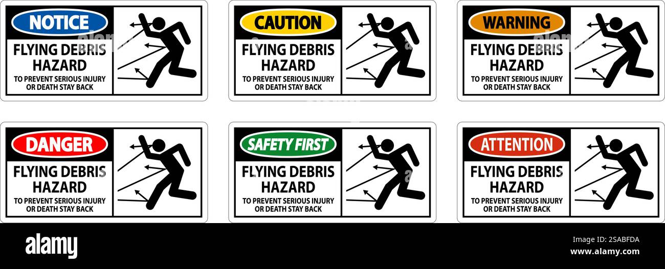 Danger Sign, Flying Debris Hazard - To Prevent Serious Injury Or Death ...