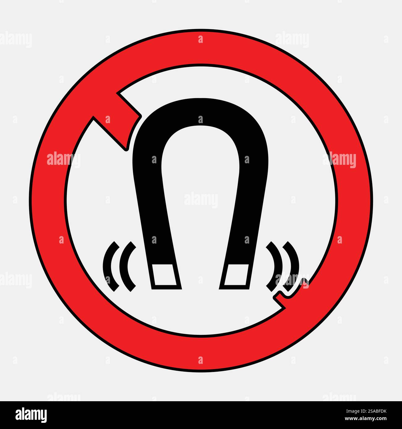 A bold warning symbol indicating magnetic field hazards. The design ...