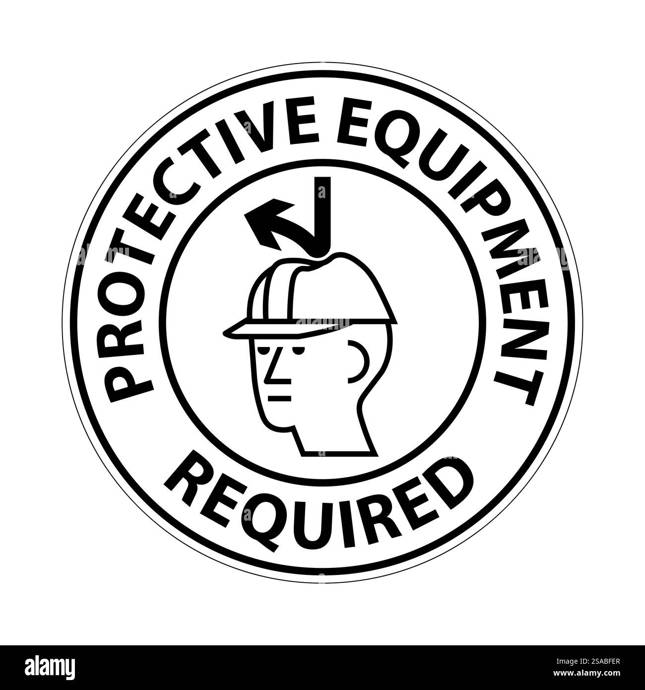 A circular safety sign indicating the necessity of protective equipment ...