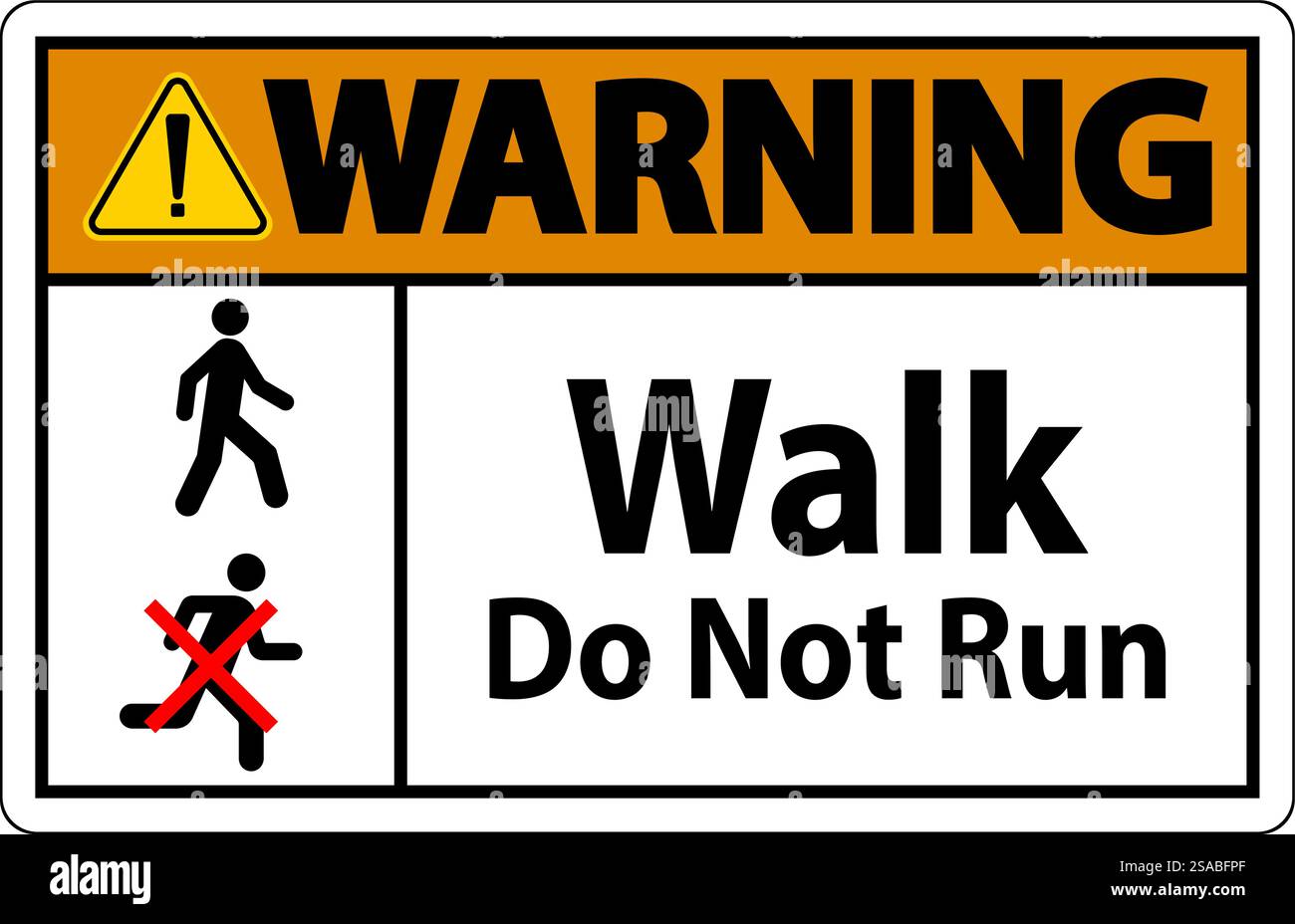 No Running Safety Sign, Warning - Walk, Do Not Run Stock Vector Image ...