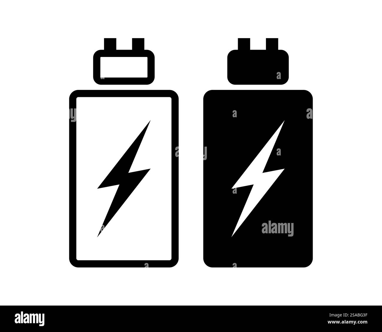 Simple and modern battery icons in black and white, representing energy ...