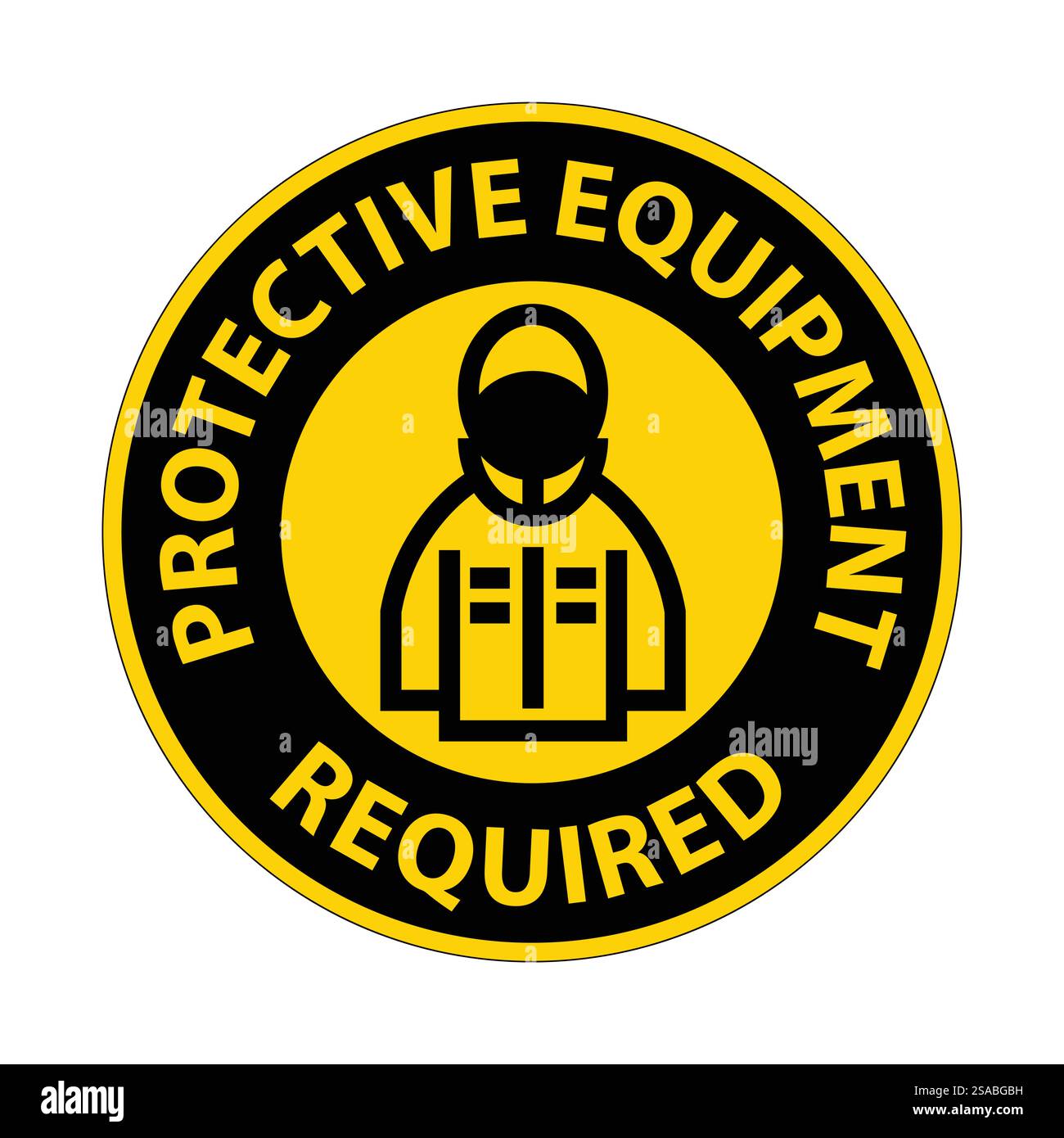 A circular safety sign indicating that protective equipment is required ...