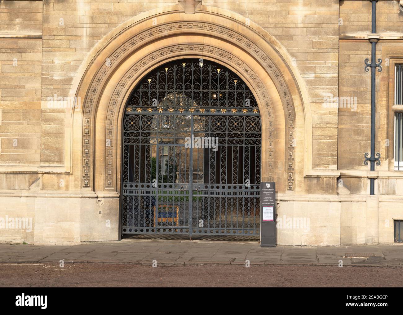 Closed gate to Gonville & Caius College, University of Cambridge ...
