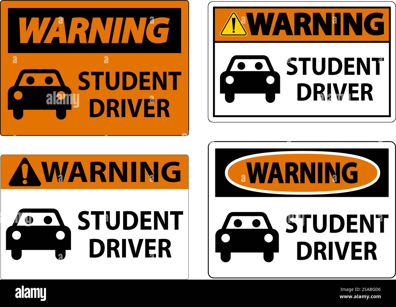 Warning Sign, Student Driver Sign Stock Vector Image & Art - Alamy