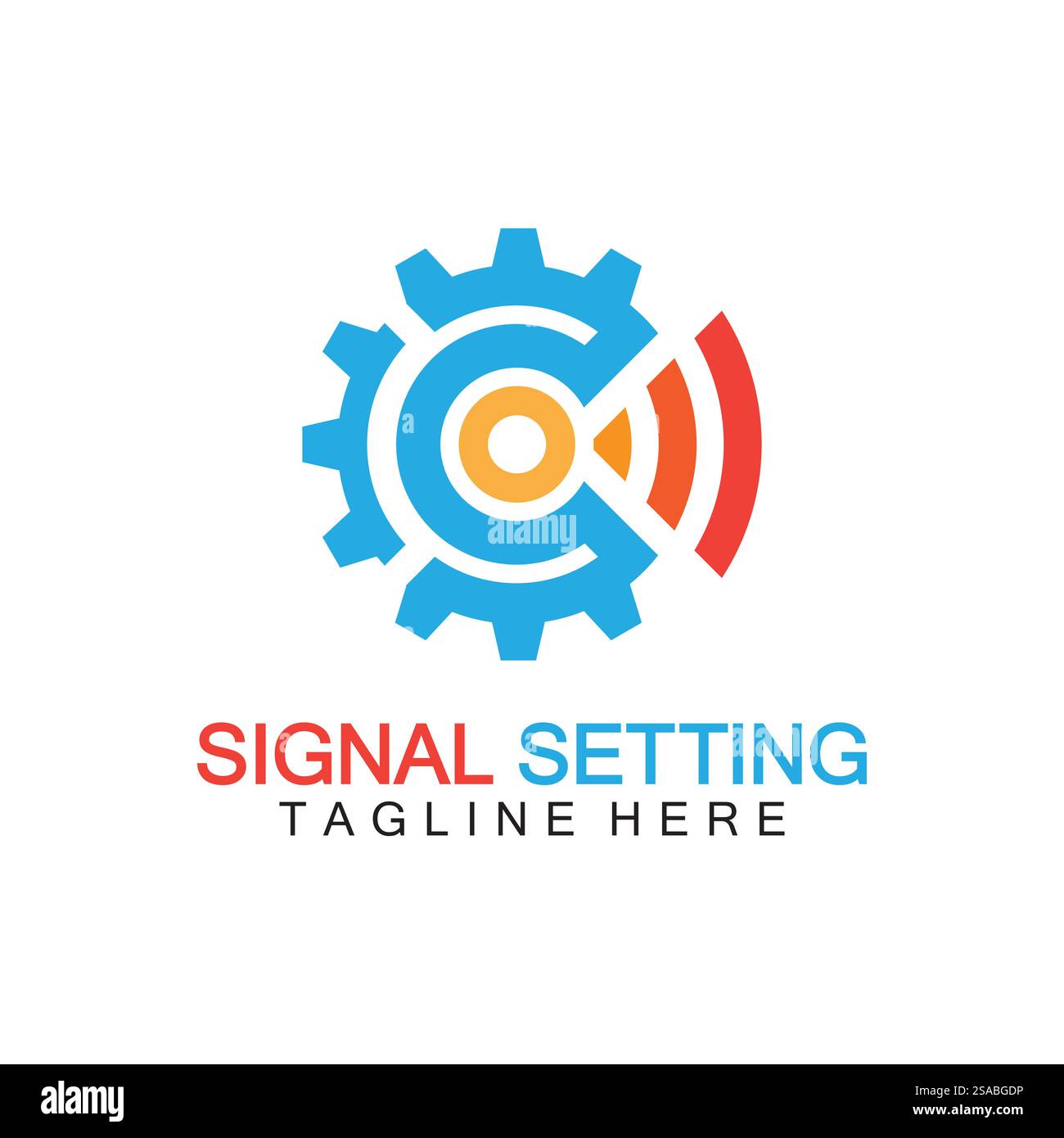 signal setting logo with gear and signal composition, logo for setting ...