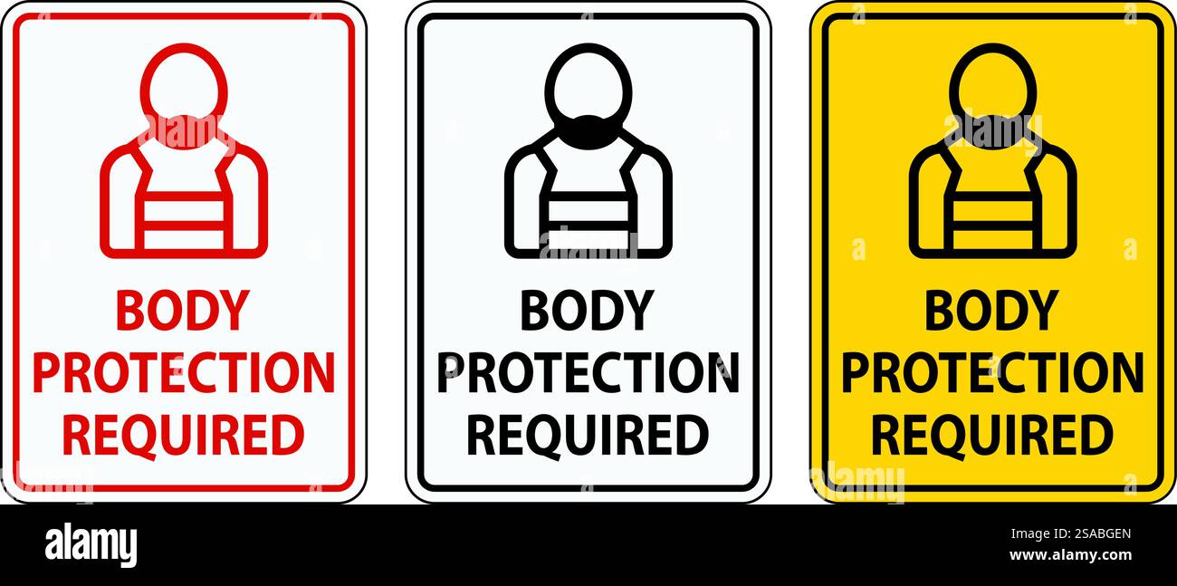 A clear safety sign indicating the mandatory use of body protection ...