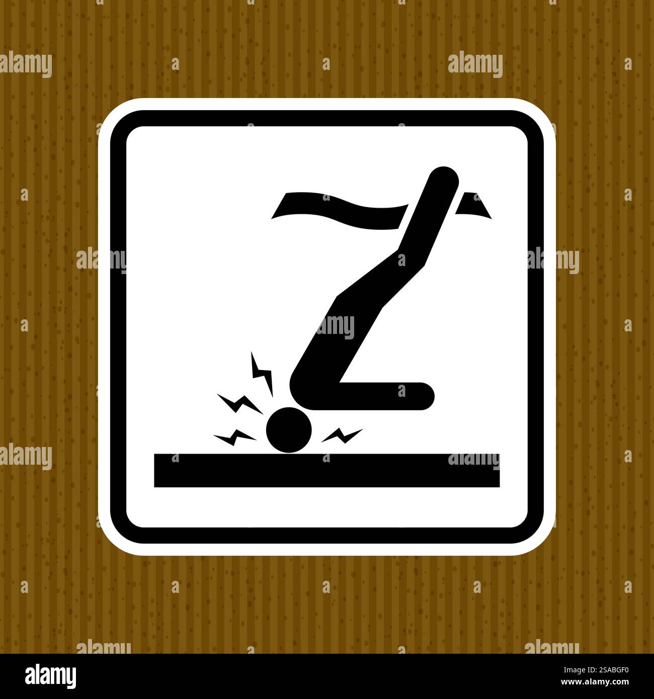 A bold warning sign indicating a slipping hazard. The graphic ...