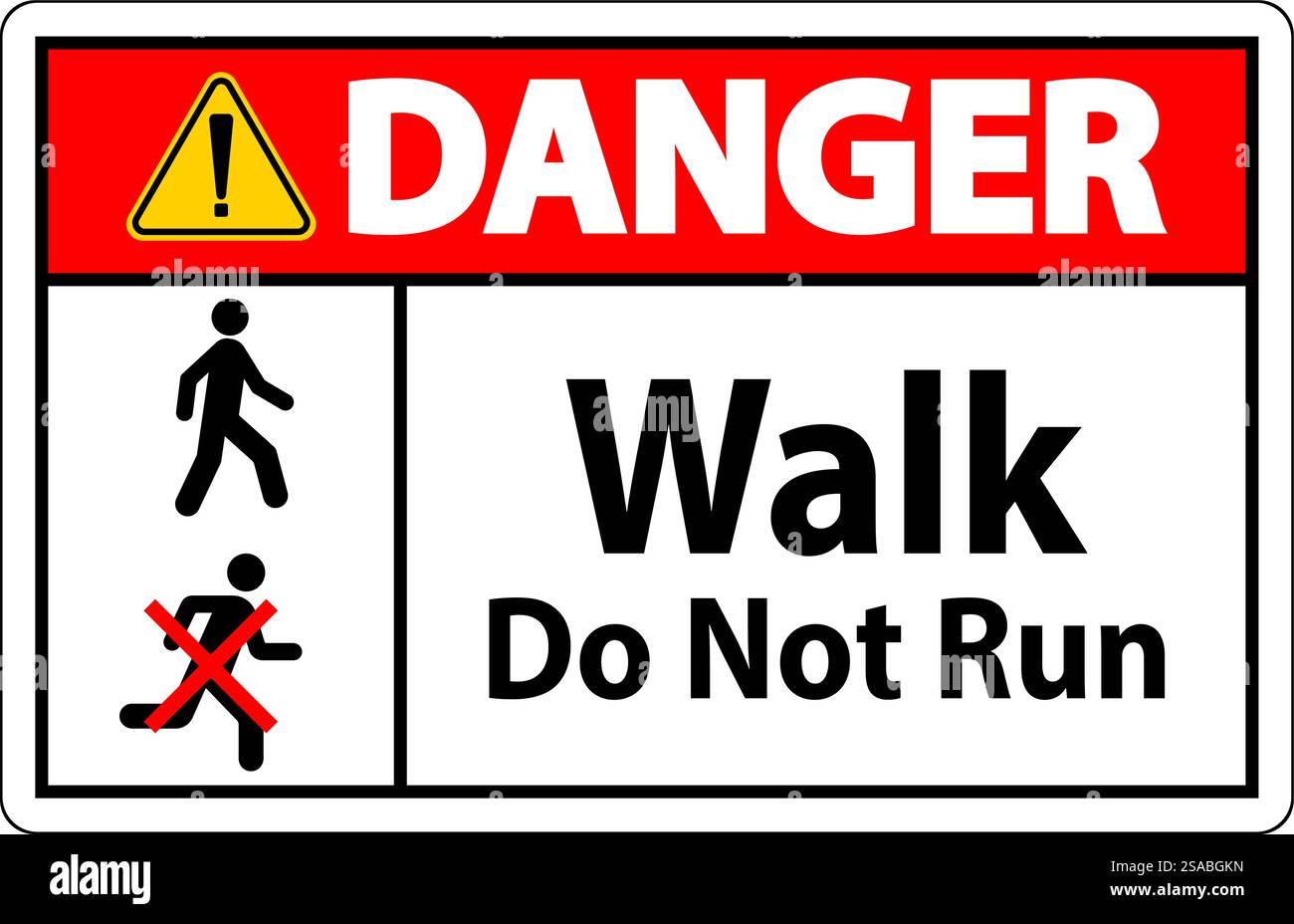 No Running Safety Sign, Danger - Walk, Do Not Run Stock Vector Image ...